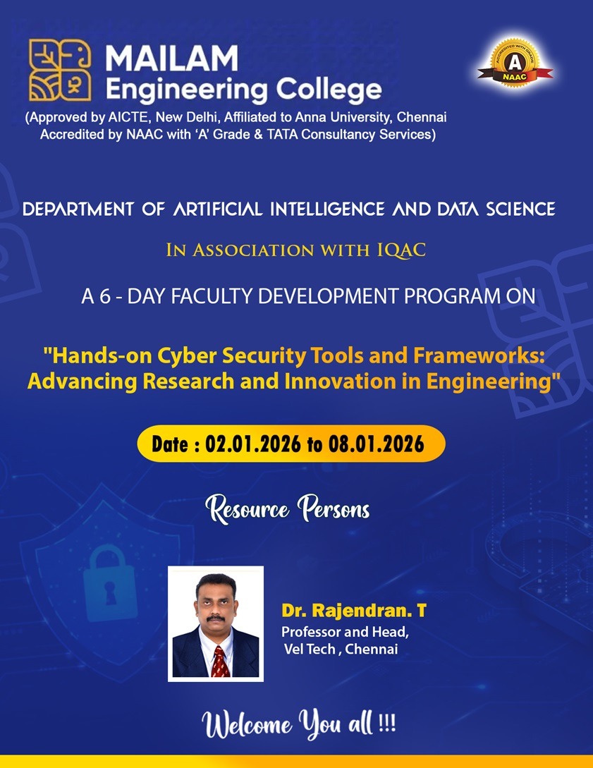 Faculty Development Program on "Hands-on Cyber Security Tools and Frameworks: Advancing Research ...